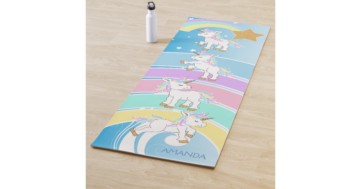 Magical Unicorns - Blue Yoga Mat | Zazzle