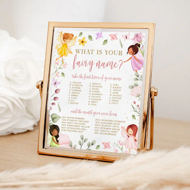 Magical What Is Your Fairy Name Birthday Game Sign | Zazzle