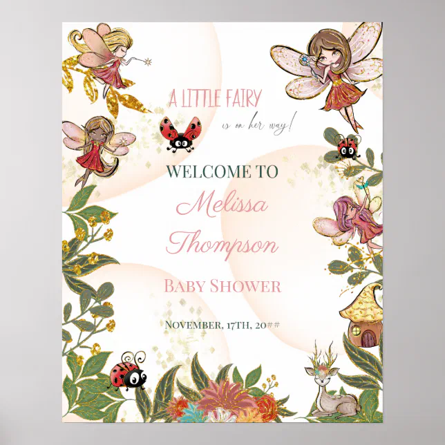 Magical Whimsical Enchanted Forest Fairy & Ladybug Poster | Zazzle
