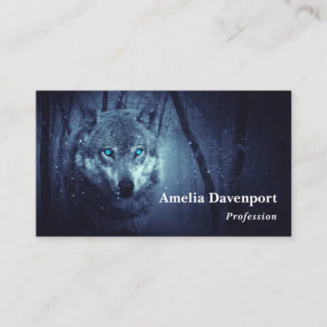 Magical Wild Wolf with Amazing Blue Eyes Business Card | Zazzle