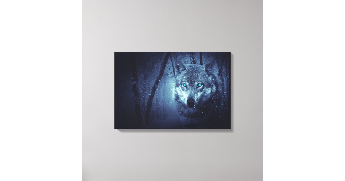 Magical Wild Wolf with Amazing Blue Eyes Canvas Print | Zazzle