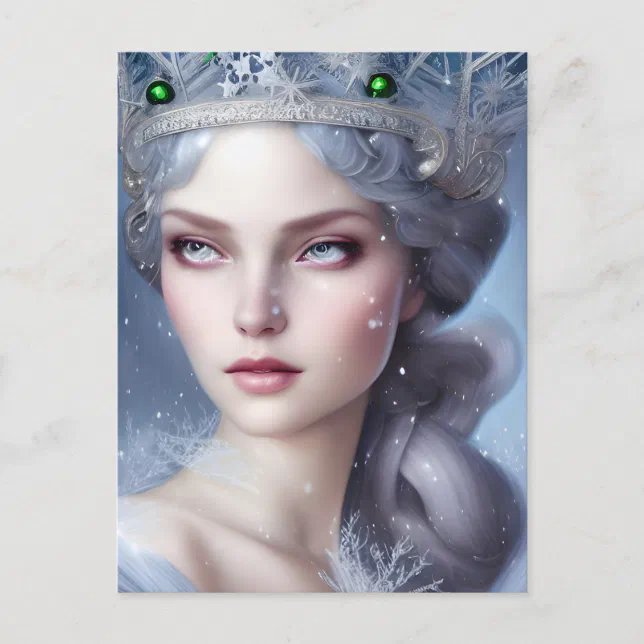 Magical Winter Queen Portrait Postcard | Zazzle