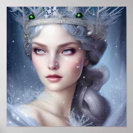 Magical Winter Queen Portrait Poster | Zazzle