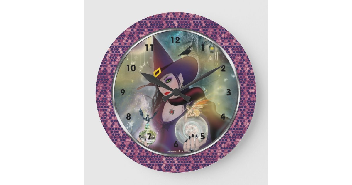 Magical Witch art Wall Clock | Zazzle