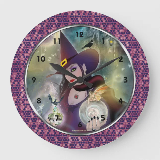 Magical Witch art Wall Clock | Zazzle