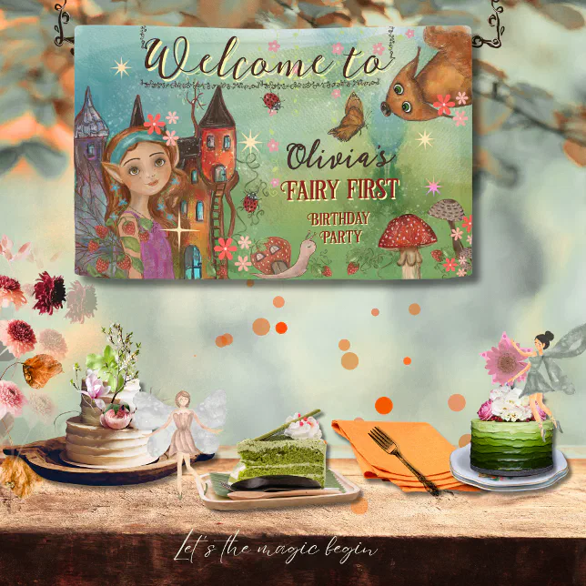 Magical Woodland Fairy First Birthday Wall Banner | Zazzle