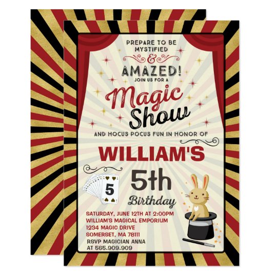 Magician Birthday Invitation Magic Show Party | Zazzle.com