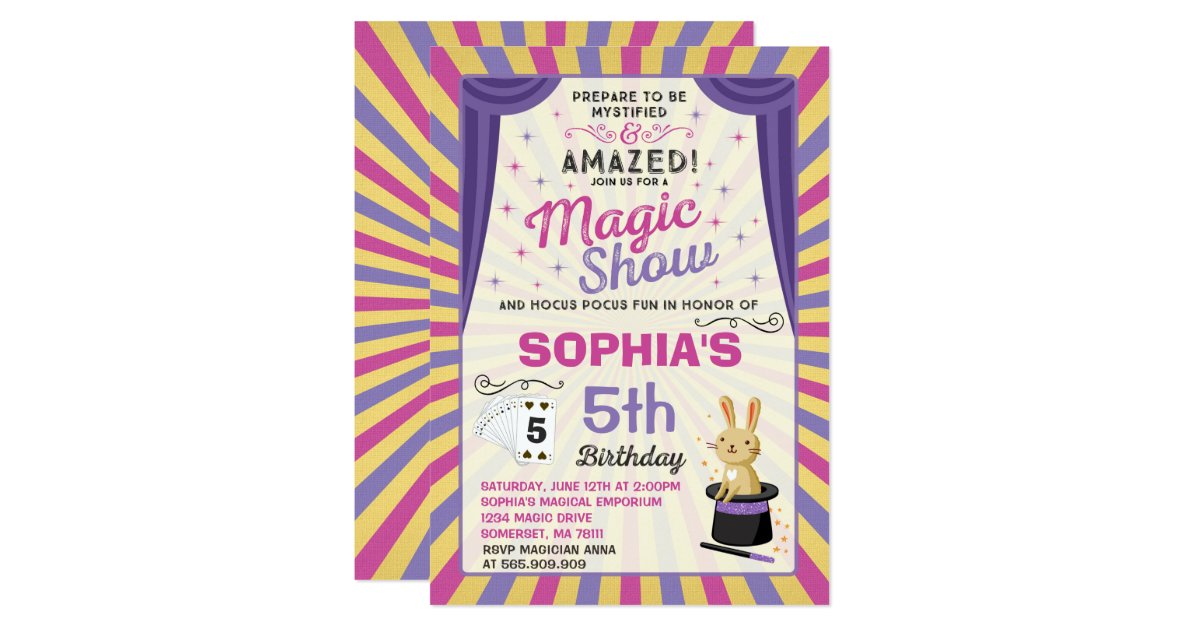 Magician Birthday Invitation Magic Show Party | Zazzle.com