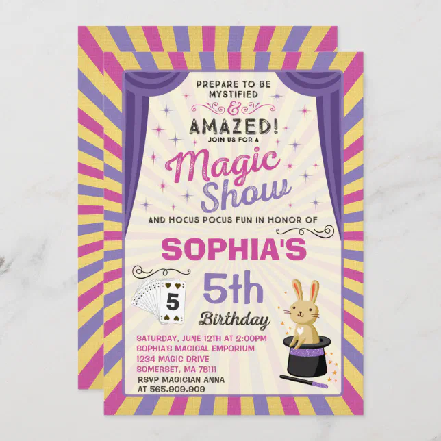 Magician Birthday Invitation Magic Show Party | Zazzle