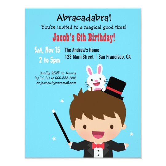 Magician Boy Kids Magic Birthday Party Invitation | Zazzle.com