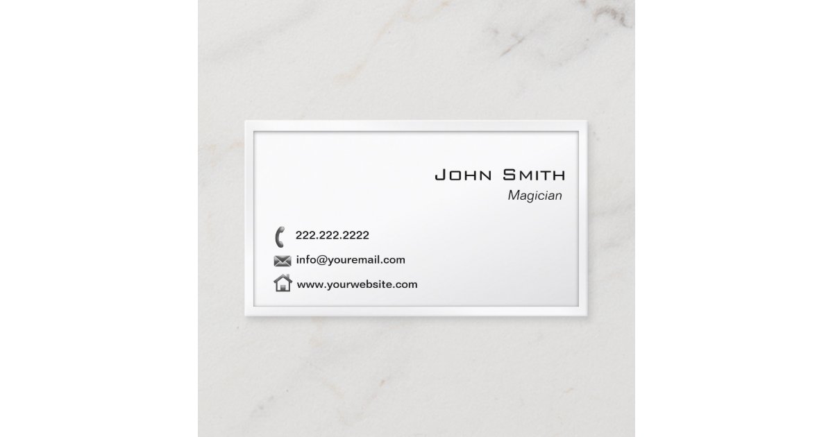 Magician Plain White Border Business Card | Zazzle