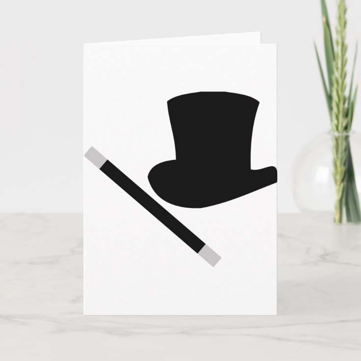 magician top hat and magic wand card | Zazzle