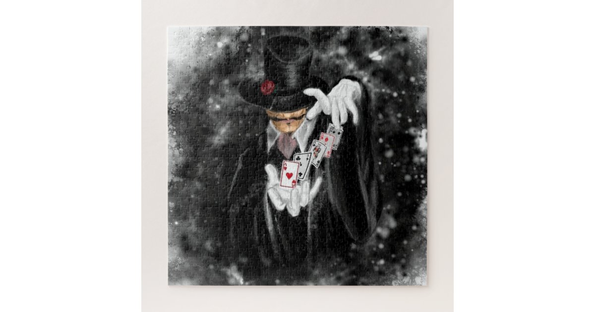 Magician with Playing Cards Abracadabra Puzzle | Zazzle