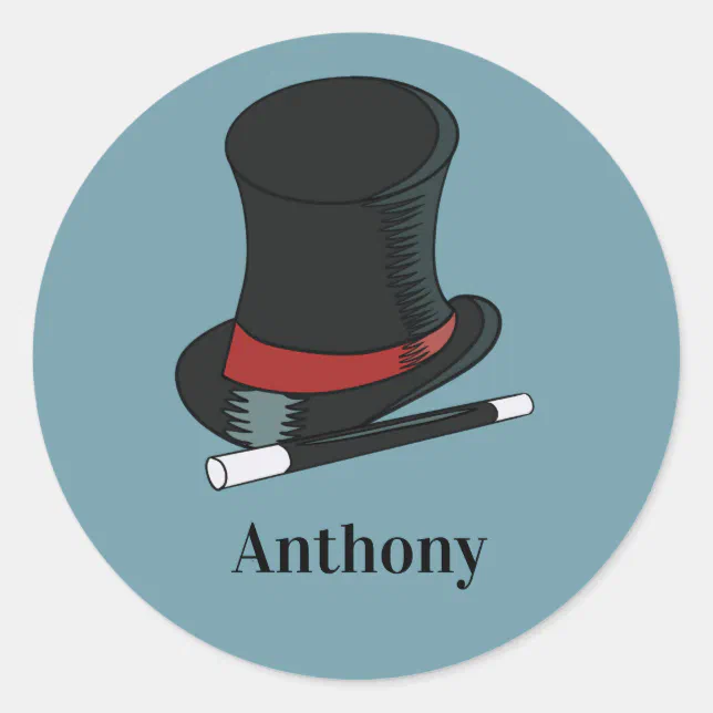 Magicians Hat and Magic Wand Personalized Classic Round Sticker | Zazzle