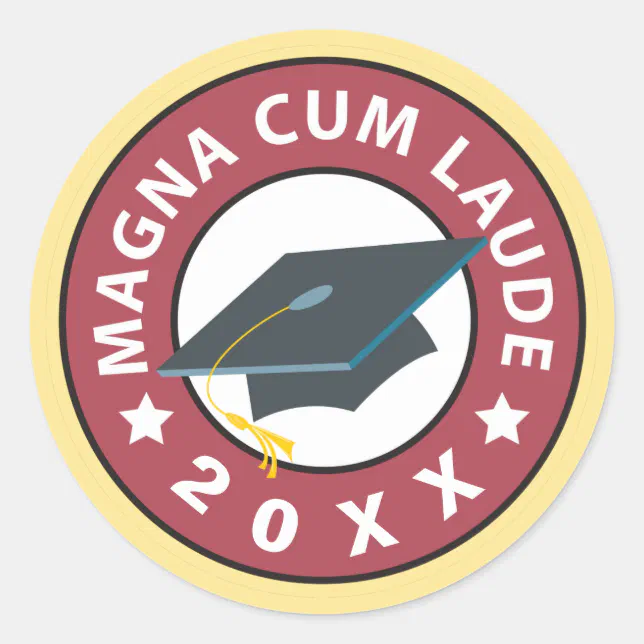 Magna Cum Laude Graduation Year Classic Round Sticker | Zazzle