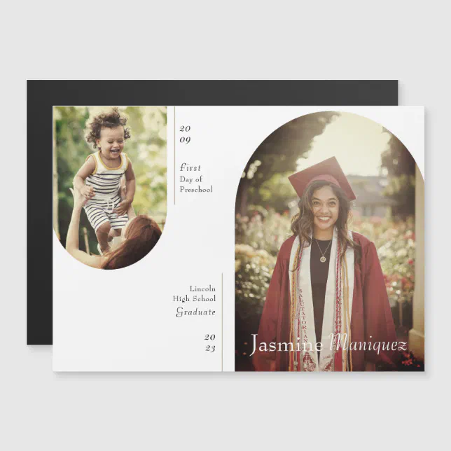 Magnet Arch Photo Then/Now Graduation Announcement | Zazzle