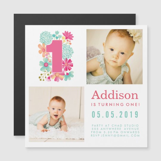 |MAGNET| Babies Number 1 1st Birthday Photo Card | Zazzle.com