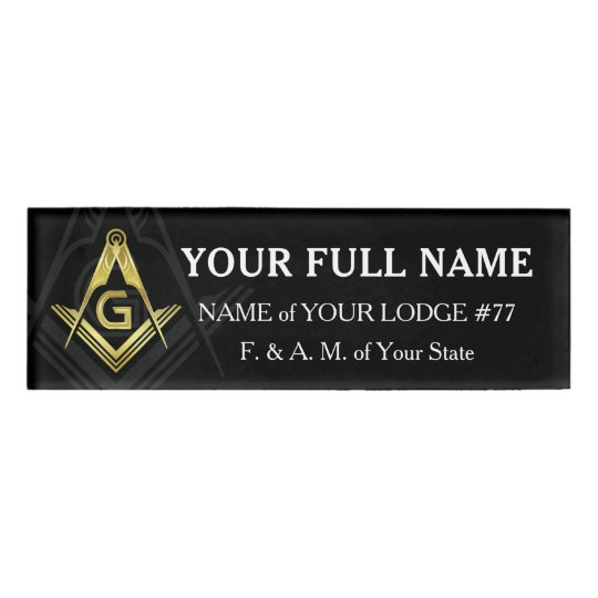 Magnetic Black & Gold Masonic Name Badges | Zazzle.com
