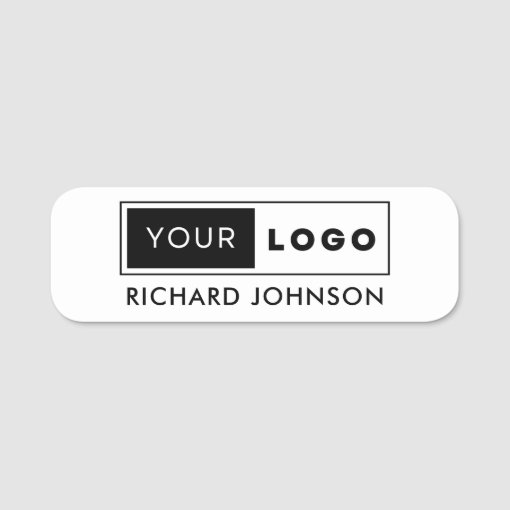 Magnetic Company Logo Employee White Name Tag | Zazzle