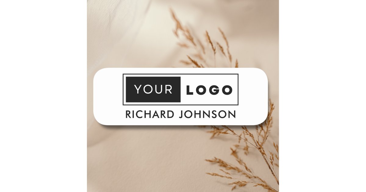 Magnetic Company Logo Employee White Name Tag | Zazzle