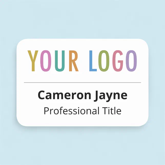 Magnetic Employee Name Tag with Company Logo Large | Zazzle
