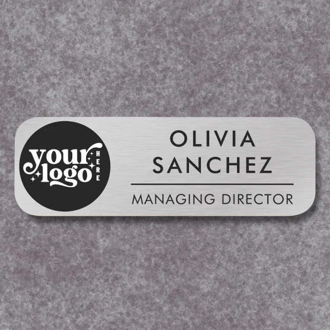 Magnetic Faux Silver Employee Name Tag | Zazzle