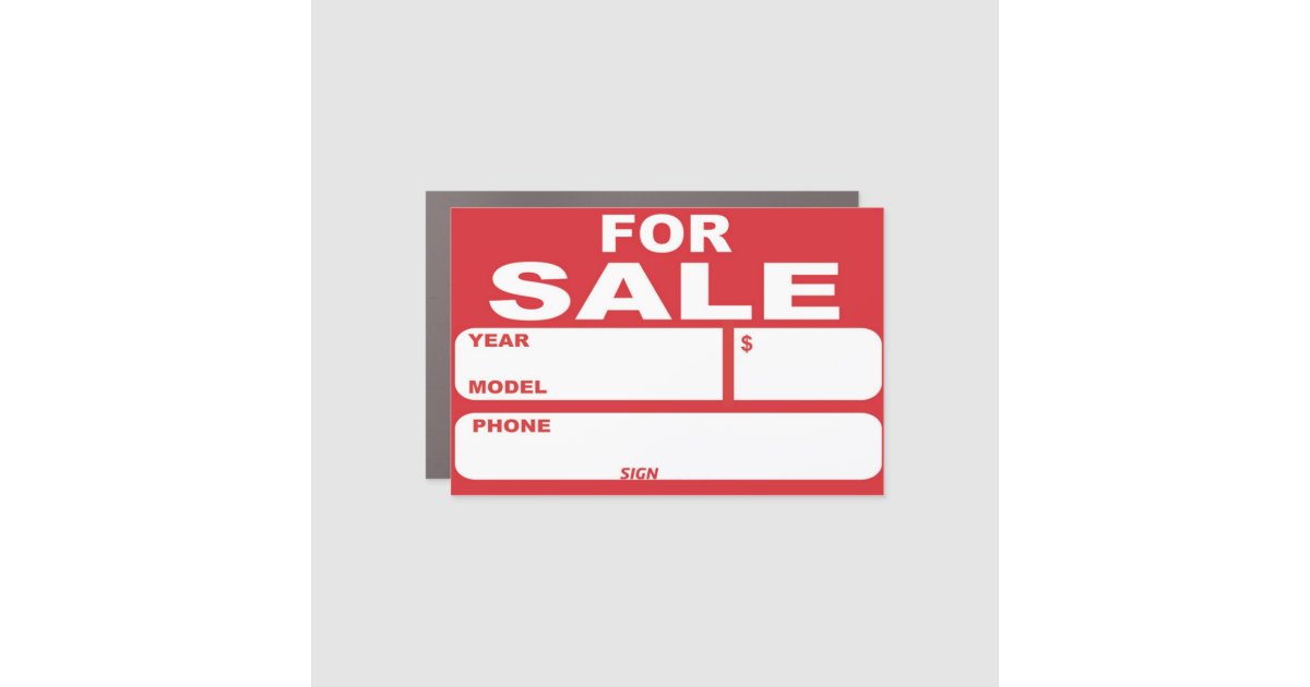 Magnetic For Sale Sign | Zazzle