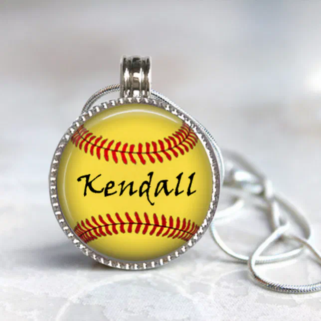 Magnetic Interchangeable Softball Pendant | Zazzle