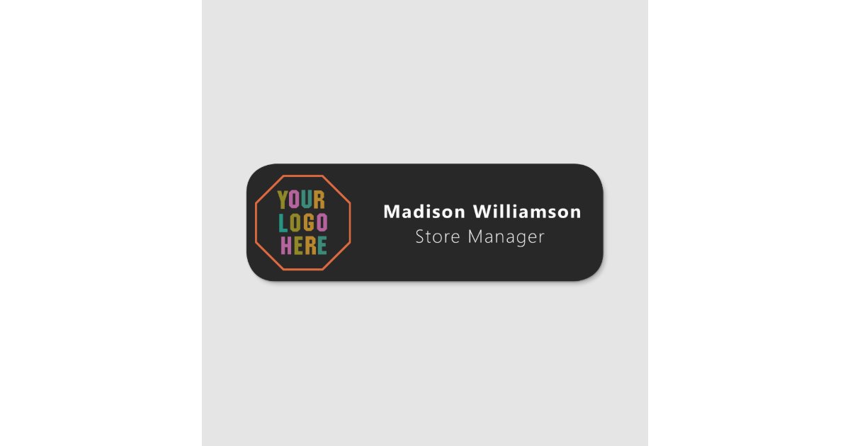 Magnetic or safety pins with Custom logo for empl Name Tag | Zazzle