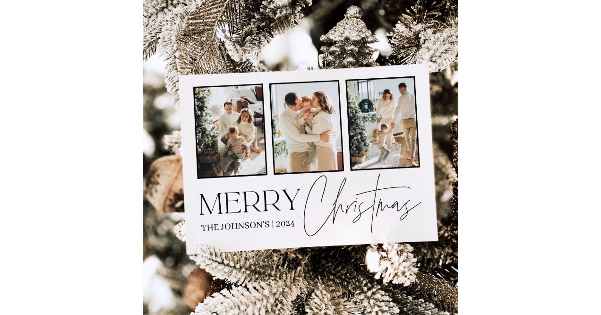 Magnetic Photo Christmas Card, Merry Christmas | Zazzle