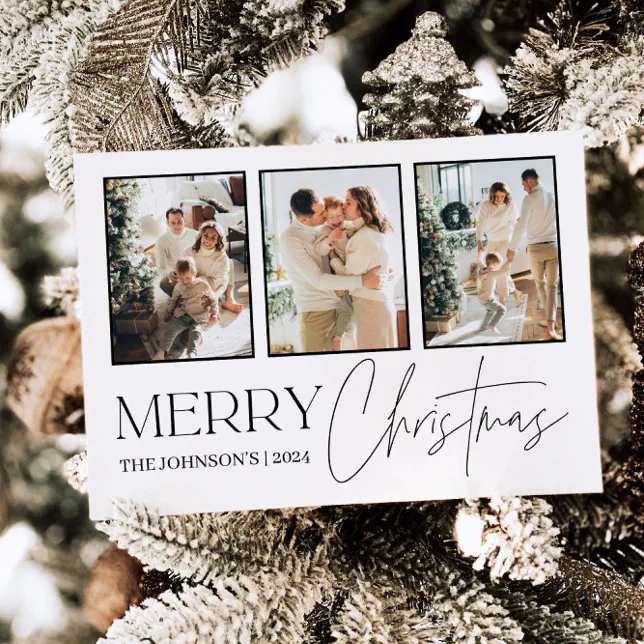 Magnetic Photo Christmas Card, Merry Christmas | Zazzle