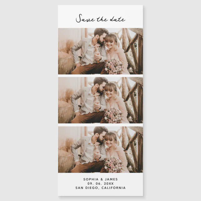 Magnetic Photo Strip Wedding Save The Date | Zazzle