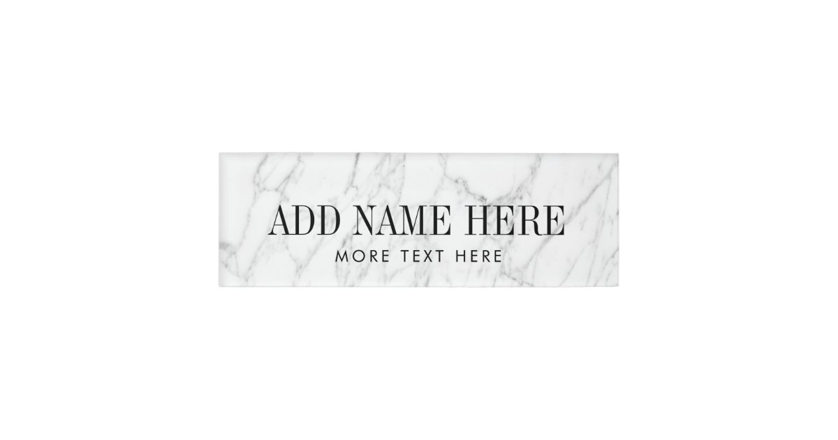 Magnetic white marble name tags with custom name | Zazzle