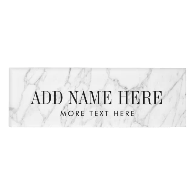Magnetic white marble name tags with custom name | Zazzle