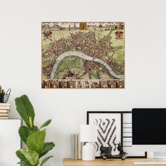Magnificent 17th century Map of London England Poster | Zazzle