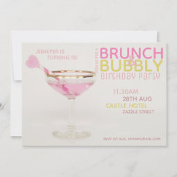 Magnificent 50th BRUNCH BUBBLY Cocktail PINK GOLD Invitation | Zazzle