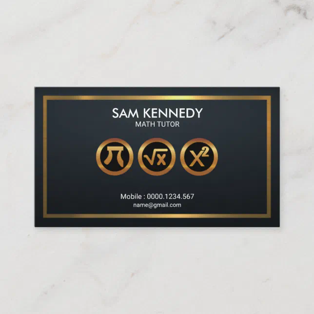 Magnificent Gold Math Icon Symbols Math Tutor Business Card | Zazzle
