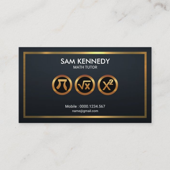 Magnificent Gold Math Icon Symbols Math Tutor Business Card | Zazzle.com