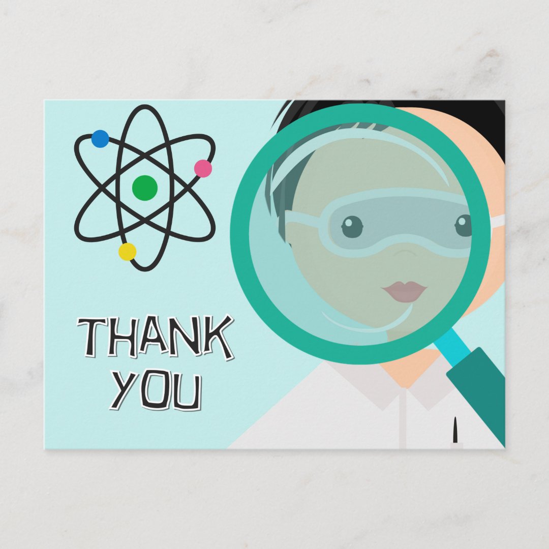 Magnifying Glass Boy Scientist Thank You Postcard | Zazzle