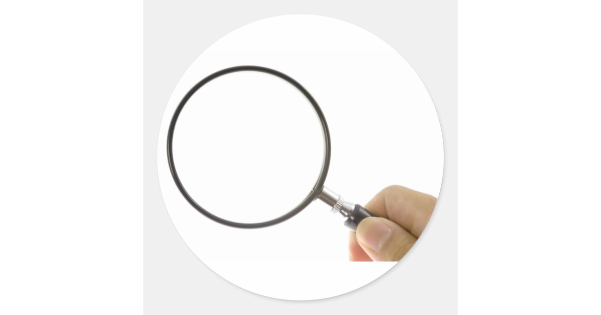 Magnifying glass classic round sticker | Zazzle