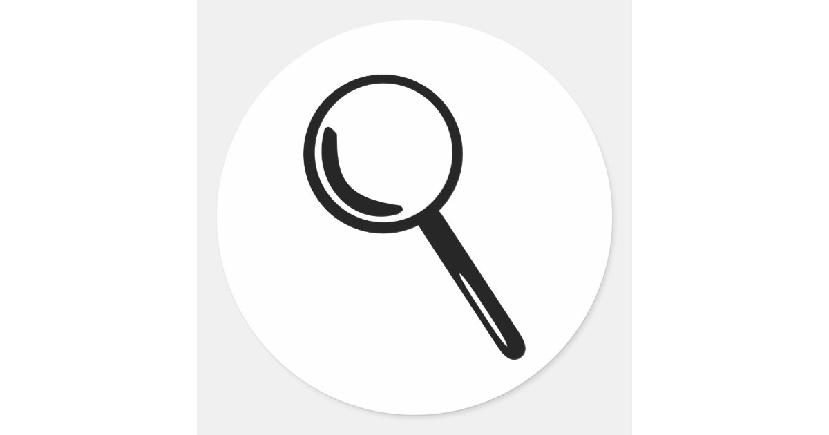 Magnifying glass classic round sticker | Zazzle