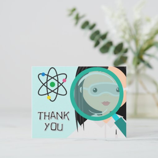 Magnifying Glass Girl Scientist Thank You Postcard | Zazzle