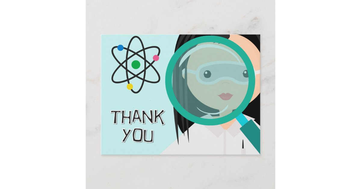 Magnifying Glass Girl Scientist Thank You Postcard | Zazzle