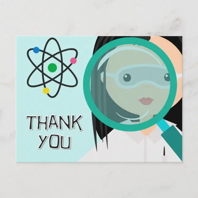 Magnifying Glass Girl Scientist Thank You Postcard | Zazzle