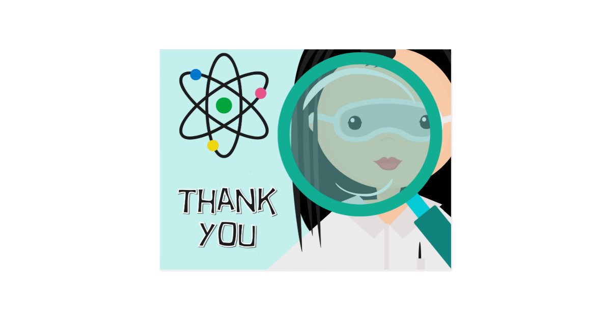 Magnifying Glass Girl Scientist Thank You Postcard | Zazzle.com