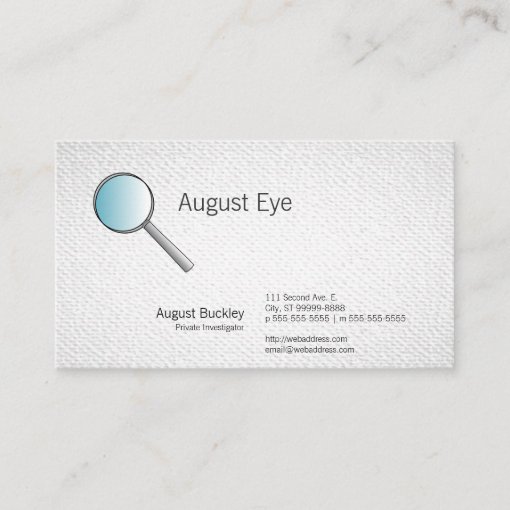 Magnifying Glass Investigations Textured Look Business Card | Zazzle