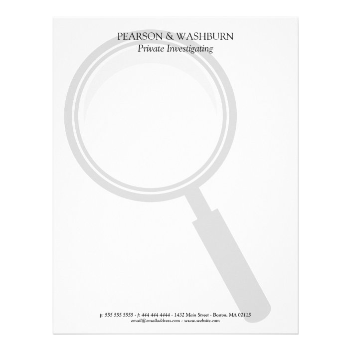 Magnifying Glass Private Eye Name & Contact Letterhead | Zazzle.com