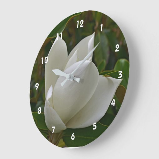 Magnolia Bloom Clocl Large Clock | Zazzle