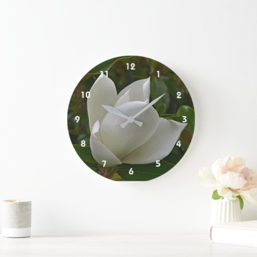 Magnolia Bloom Clocl Large Clock | Zazzle