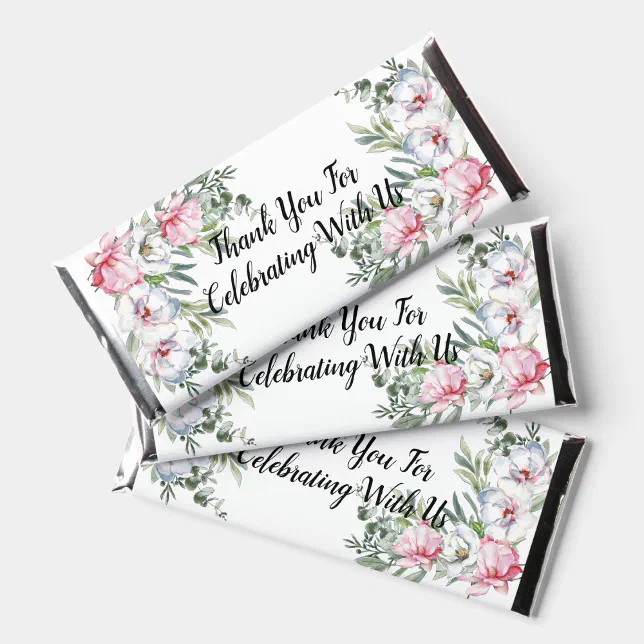Magnolia Blush Pink White Florals Candy Wrapper Hershey Bar Favors | Zazzle